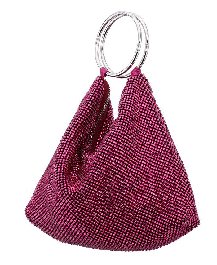 Nina Women's Glass Crystal Mesh Double Ring Handle Pouch Bag - Macy's