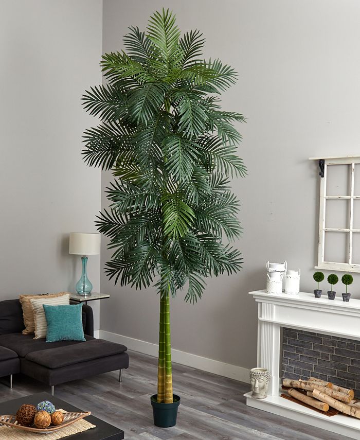 Nearly Natural Double Stalk Cane Artificial Palm Tree, 10' - Macy's