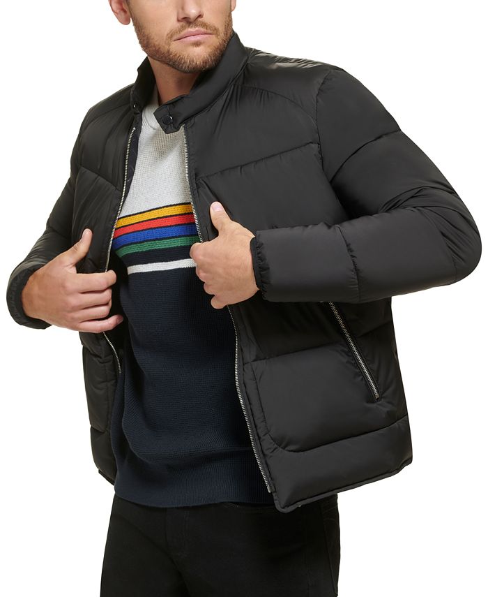 Calvin Klein Men's Stretch Medium Weight Moto Jacket & Reviews - Coats ...