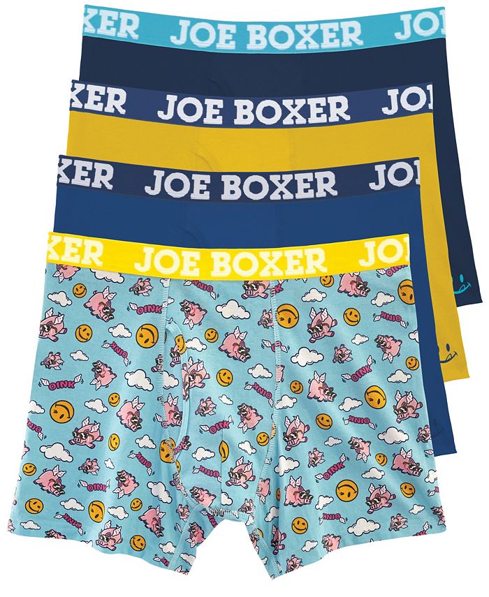 Joe Boxer Men's When Pigs Fly Stretch Boxer Briefs, Pack of 4 - Macy's