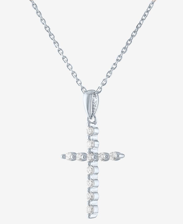 Forever Grown Diamonds Lab-Created Diamond Cross 18" Pendant Necklace ...