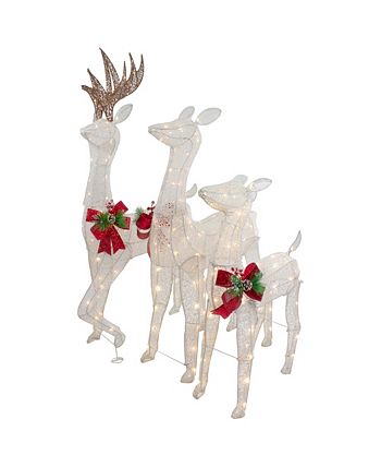 Northlight LED Lighted Glittered Reindeer Family Outdoor Christmas Decorations Set, 3 Pieces ...
