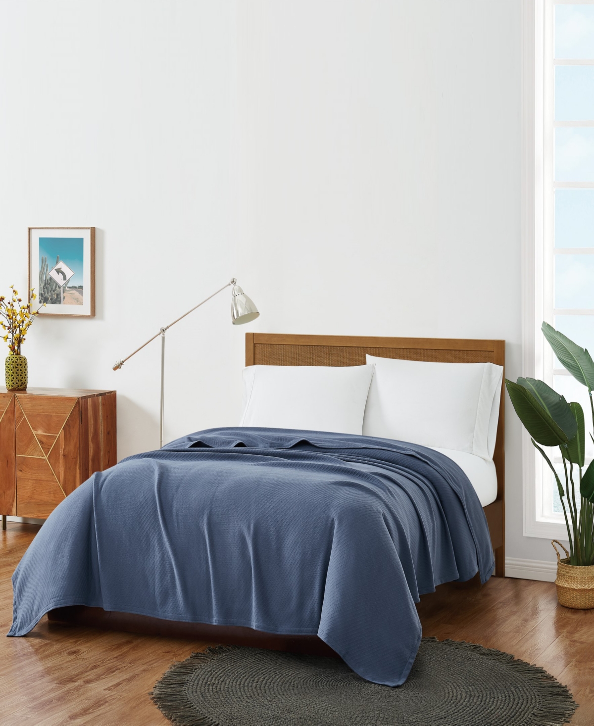 Click here for Frye Cotton Woven Blanket  Full/Queen - Blue prices