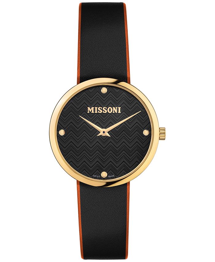 Missoni Women's Swiss M1 Multicolor Knit Fabric & Leather Strap Watch ...