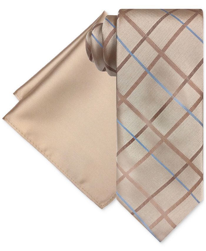 Steve Harvey Men's Grid Tie & Pocket Square Set - Macy's