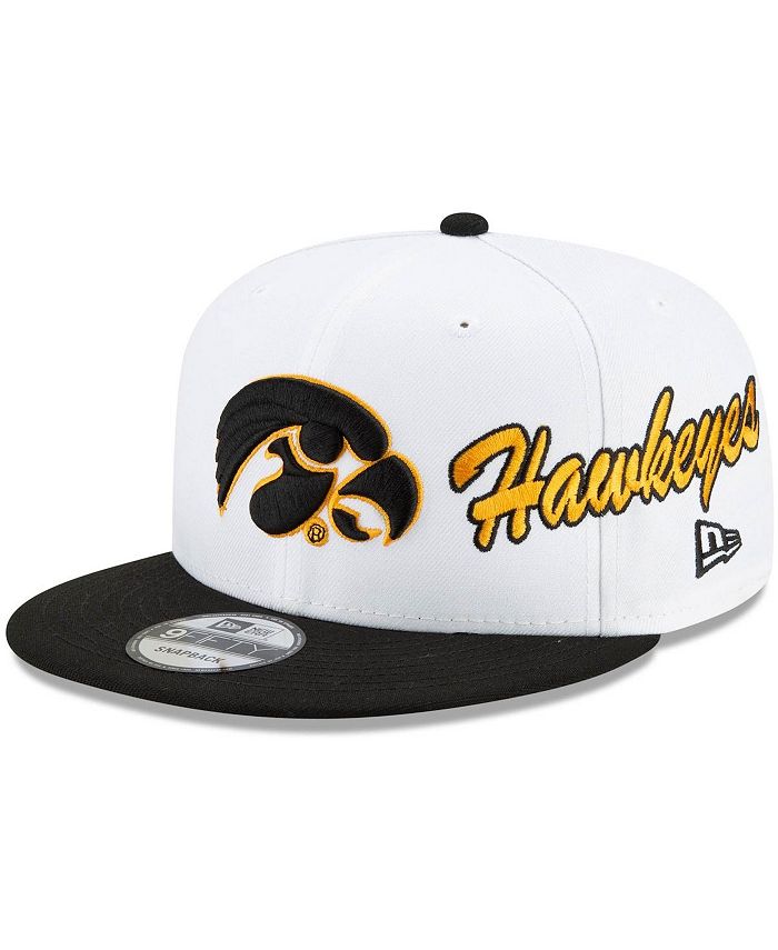 New Era Men's White, Black Iowa Hawkeyes Two-Tone Side Script 9FIFTY ...