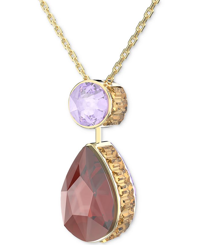 Swarovski Gold-Tone Color Crystal 14-7/8" Reversible Pendant Necklace ...