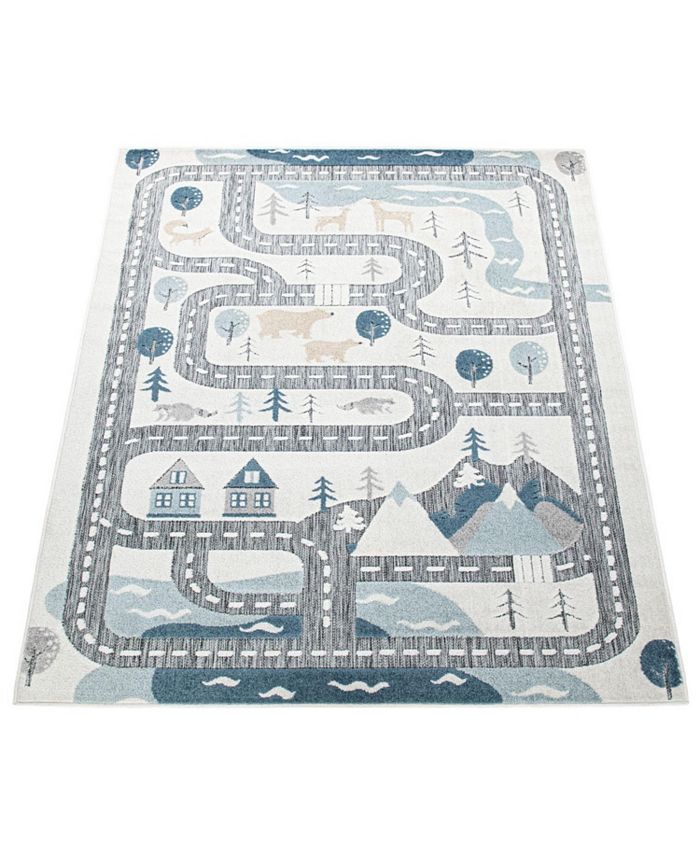 Paco Kids Rug Tweet Roads and Animals Play Mat in Cream - 32'' x 59 ...