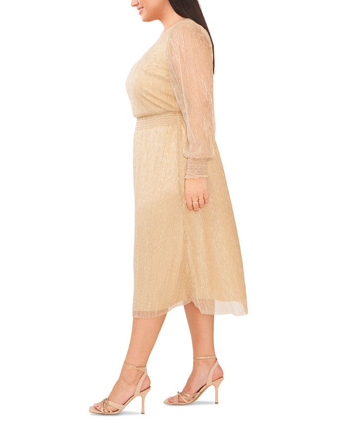MSK Plus Size Lurex Smocked Midi Dress & Reviews - Dresses - Plus Sizes ...