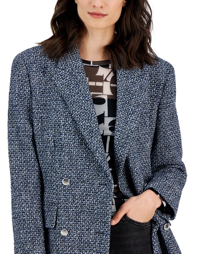 HUGO Women's Peak-Lapel Double-Breasted Textured Jacket - Macy's
