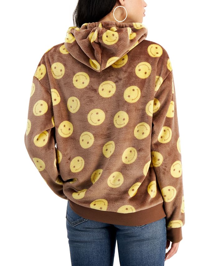 Cold Crush Juniors' Smiley-Print Cozy Hoodie - Macy's