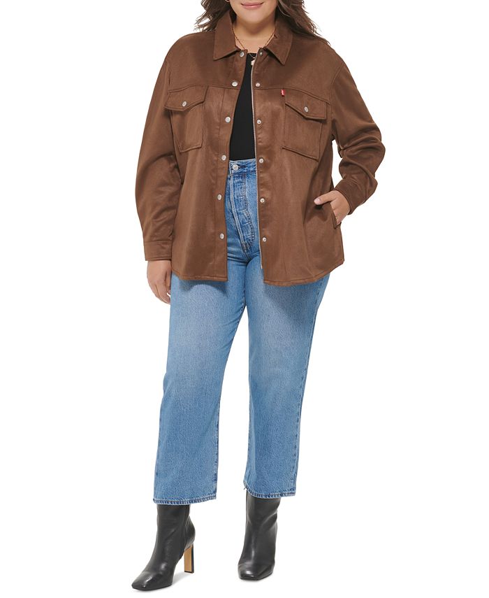 Levi's Trendy Plus Size Faux-Suede Shacket & Reviews - Jackets ...