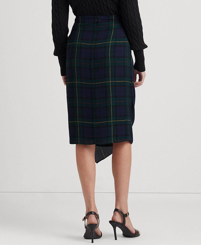 Lauren Ralph Lauren Women's Plaid Buckle-Trim Georgette Skirt - Macy's
