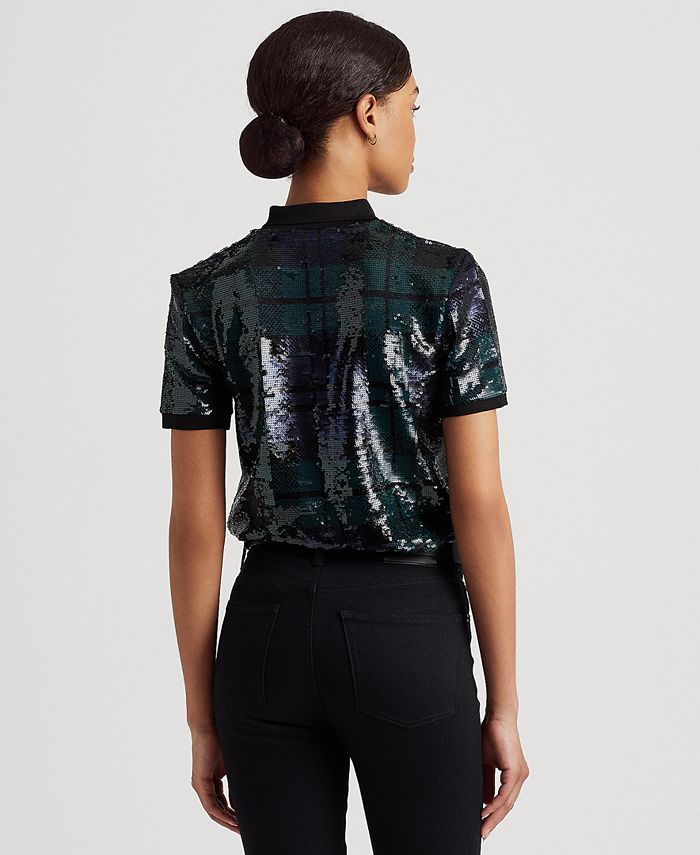 Lauren Ralph Lauren Women's Plaid Sequined Polo Shirt - Macy's