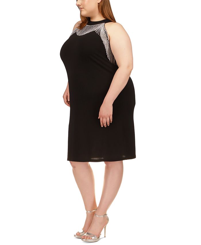 Michael Kors Plus Size Rhinestone-Detail Halter Dress - Macy's