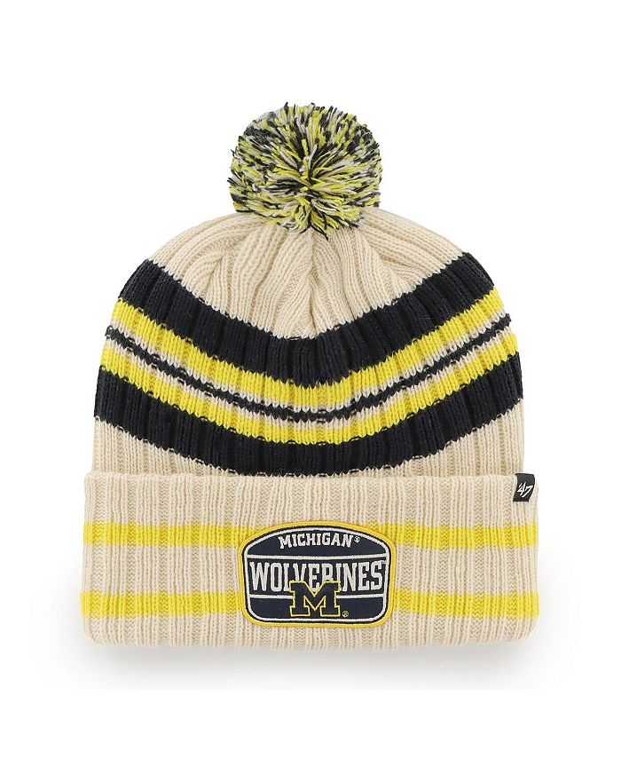 '47 Brand Men's '47 Natural Michigan Wolverines Hone Patch Cuffed Knit ...