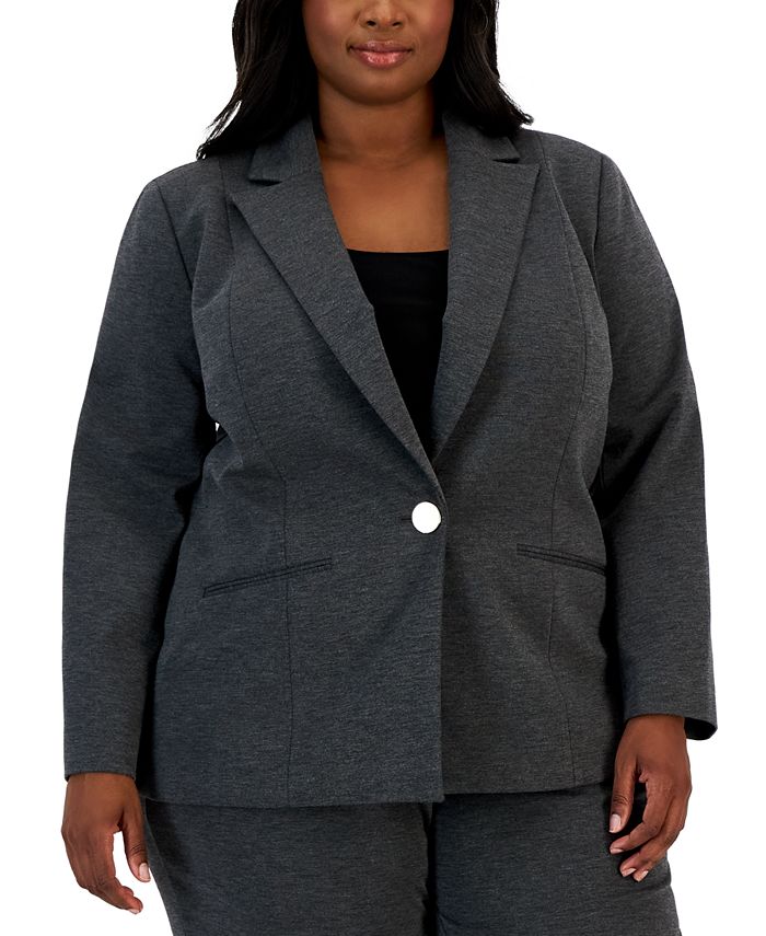 Kasper Plus Size One Button Notched Collar Jacket Macys