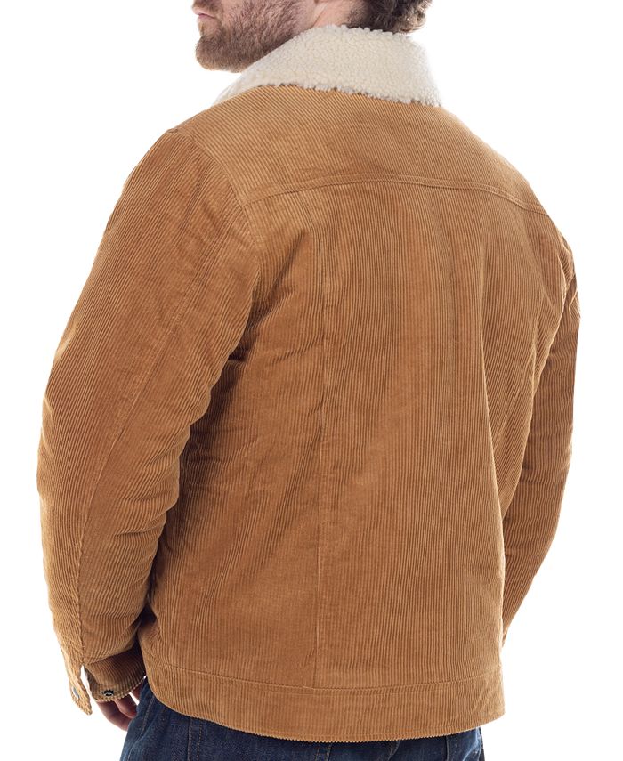 Schott NYC Men's Corduroy Zip-Up Trucker Jacket with Fleece Lining - Macy's