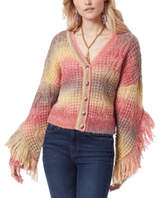 Sam Edelman Fringe Bell Sleeve Button Front Sweater - Macy's