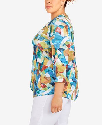 Alfred Dunner Plus Size Lake Placid Embellished Asymmetrical Hemline ...