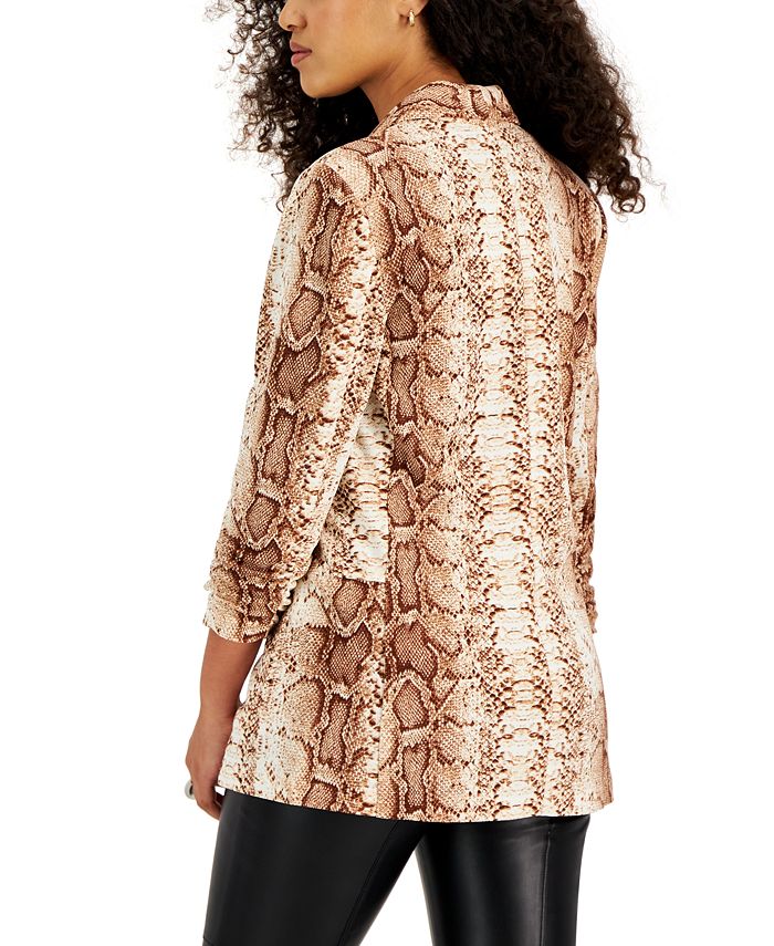 Bar III Women's Python-Print Knit Shawl-Collar Boyfriend Blazer ...