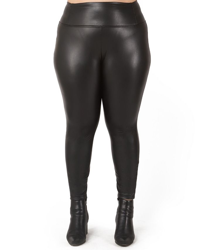 Black Tape Trendy Plus Size High Waist Faux Leather Leggings Macys