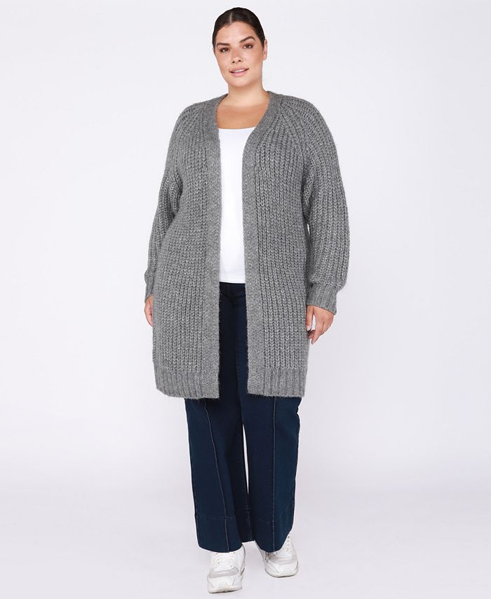 Black Tape Trendy Plus Size Open-Front Cardigan - Macy's