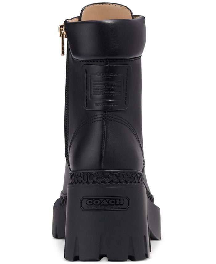 COACH Women's Ainsely Lace Up Lug Sole Combat Booties - Macy's