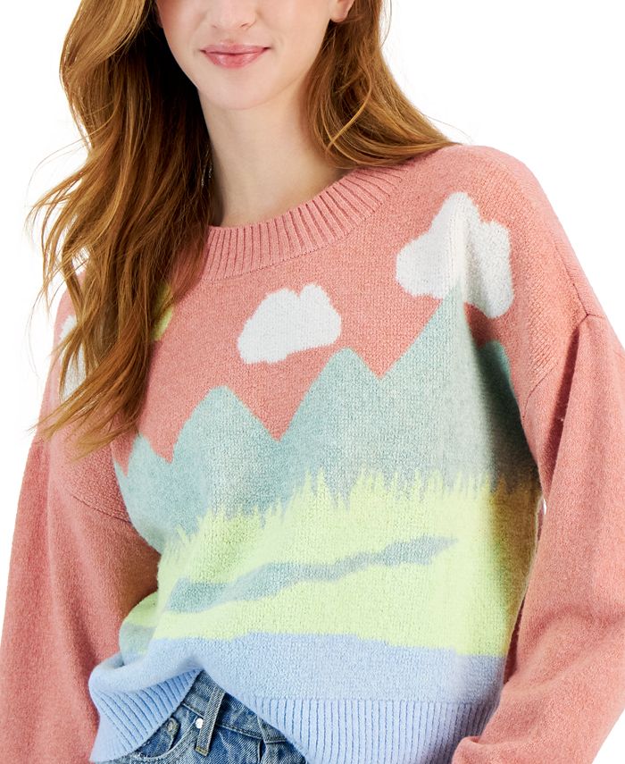 Sugar Moon Juniors' Landscape Crewneck Long-Sleeve Sweater & Reviews ...