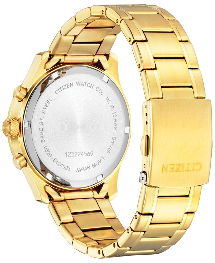 Citizen Men's Chronograph Gold-Tone Stainless Steel Bracelet Watch 42mm ...