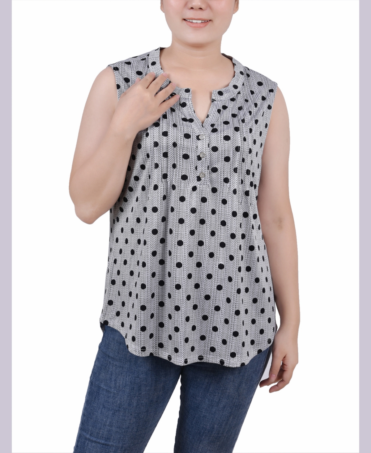 Click here for Ny Collection Petite Sleeveless Knit Y-neck Top -... prices