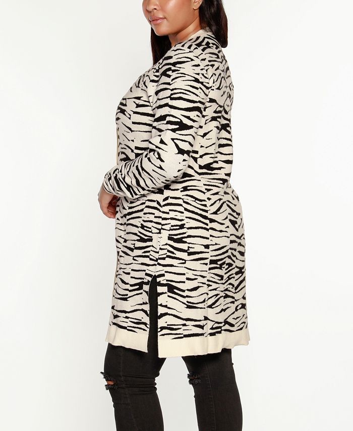 Belldini Black Label Plus Size Animal-Inspired Stripe Duster Sweater ...