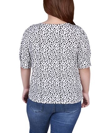 NY Collection Plus Size Short Sleeve Balloon Sleeve Top - Macy's