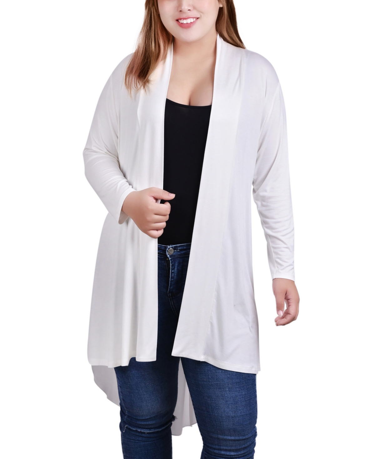 Click here for Ny Collection Plus Size Long Sleeve Knit Cardigan... prices