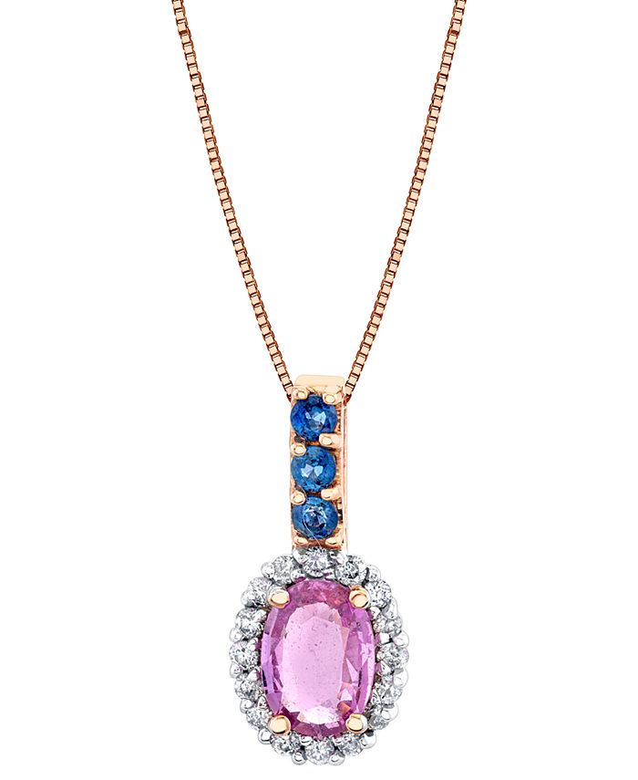 Macy's Multi-Sapphire (1-1/5 ct. t.w.) & Diamond (1/6 ct. t.w.) Oval ...