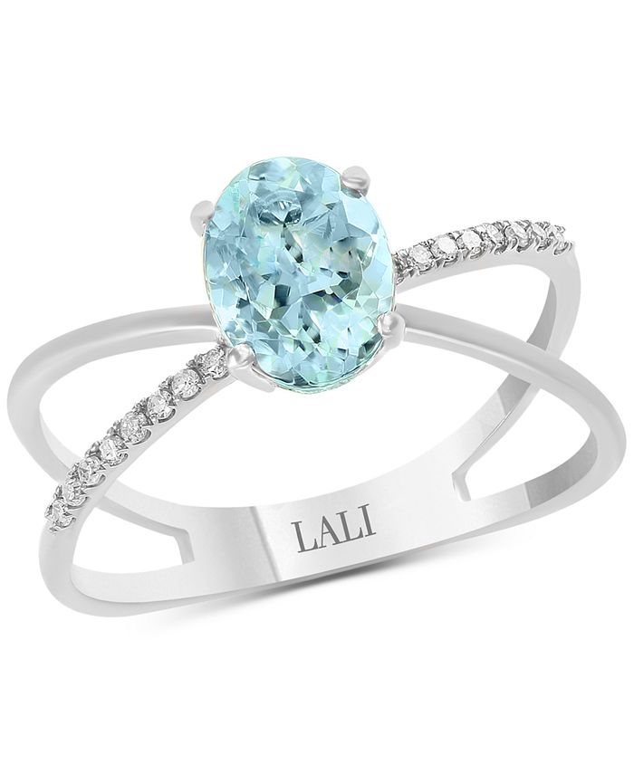 LALI Jewels Aquamarine (1-1/10 ct. t.w.) & Diamond (1/20 ct. t.w ...