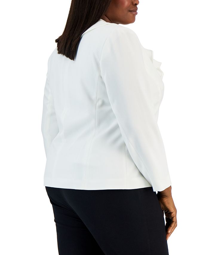 Kasper Plus Size Ruffled Collar Two-Button Blazer & Reviews - Jackets ...