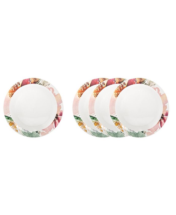 Godinger Floral Banded 10" Dinner Plates, Set of 4 - Macy's
