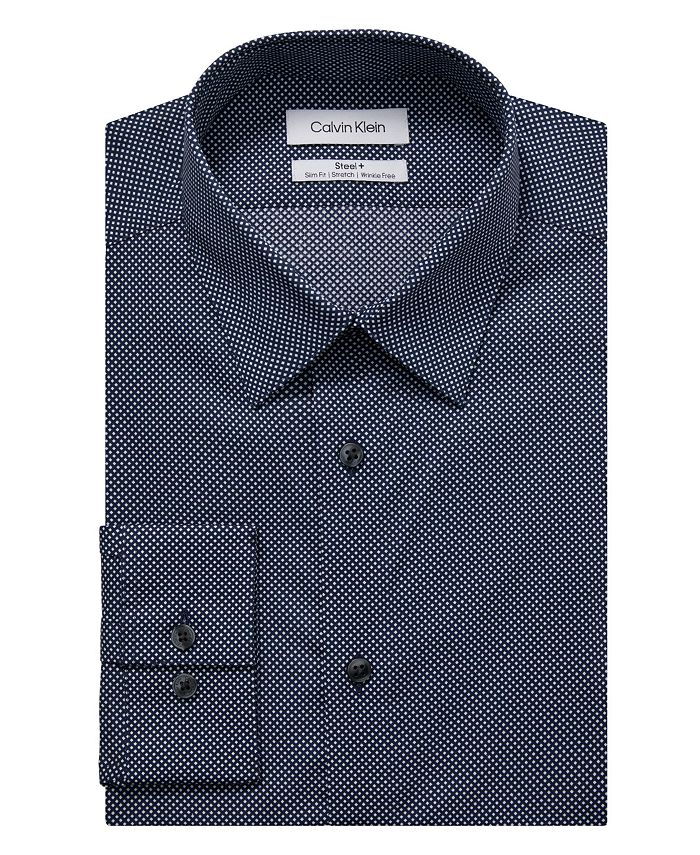 Calvin Klein Men's Steel Slim Fit Stretch Wrinkle Free Dress Shirt - Macy's
