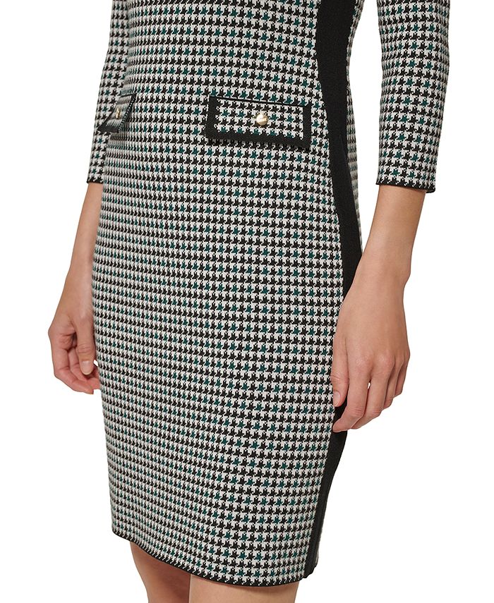 DKNY Houndstooth Jewel-Neck Sheath Dress - Macy's
