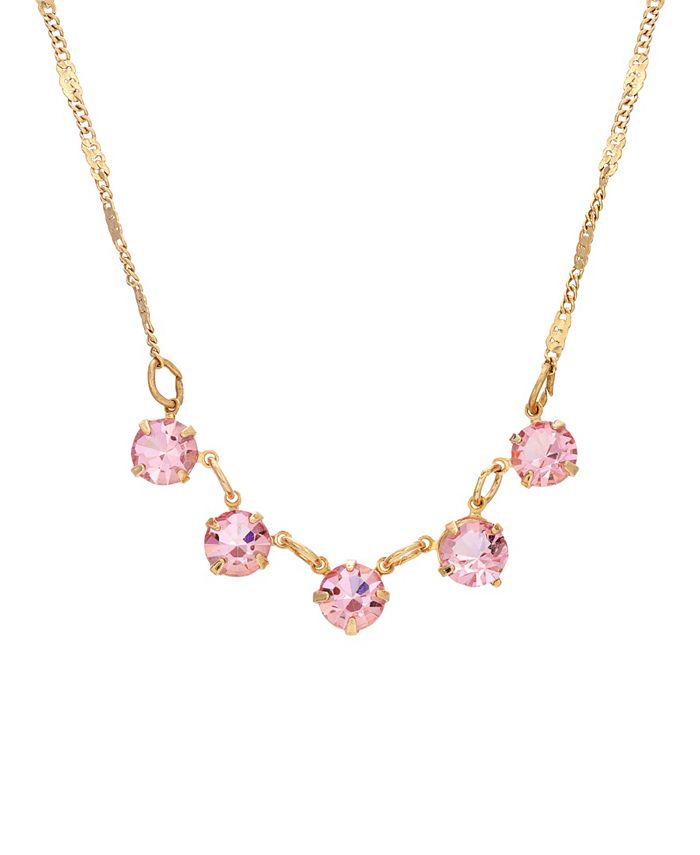 2028 Gold-Tone Petite Pink Stone Necklace - Macy's