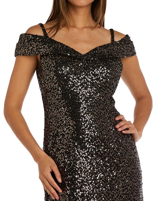 R & M Richards Women's Sequined Off-The-Shoulder Gown - Macy's