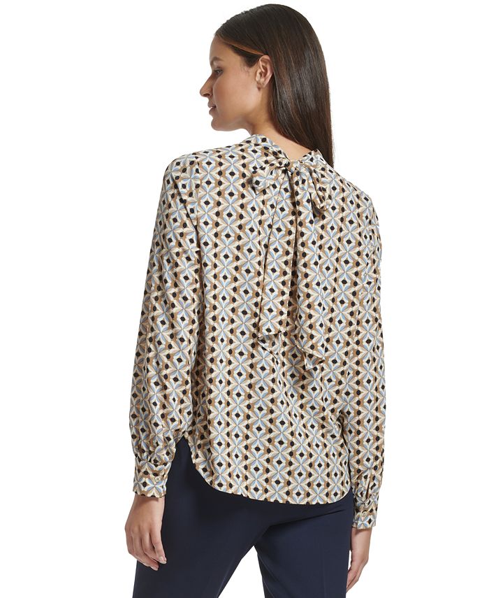 Tommy Hilfiger Womens Geo Print Tie Back Top Macys