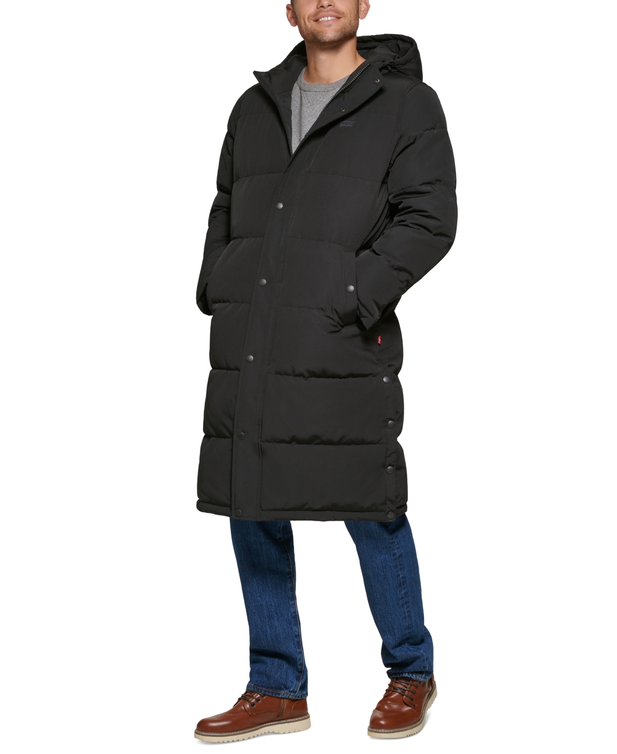 Click here for Levis Mens Quilted Extra Long Parka Jacket - Black prices
