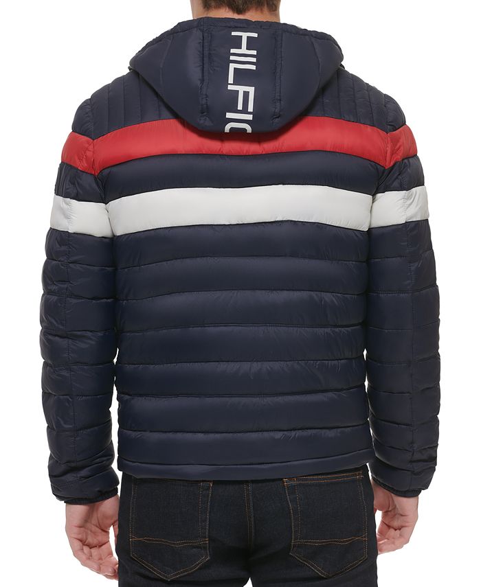 Tommy Hilfiger Men's Quilted Color Blocked Hooded Puffer Jacket - Macy's