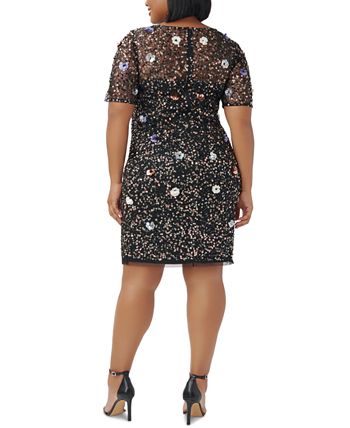 Adrianna Papell Plus Size Floral Beaded Cocktail Dress - Macy's