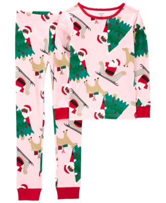 Carter's Little Girls Pink Santa Snug Fit Pajama, 2 Piece Set - Macy's