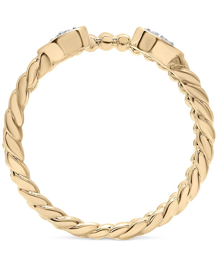 Wrapped Diamond Double Band Cuff Ring (1/6 ct. t.w.) in 10k Gold ...