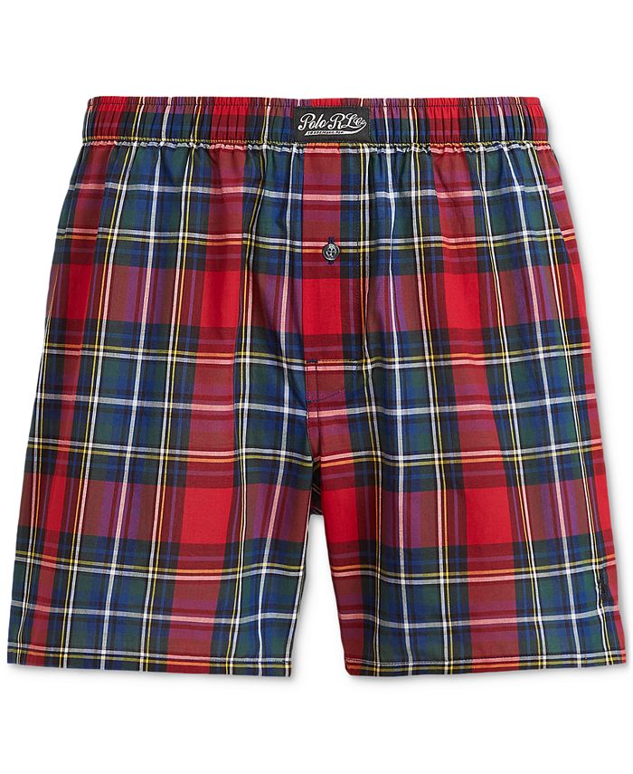 Polo Ralph Lauren Men's Single-Button Fly Plaid Boxers - Macy's