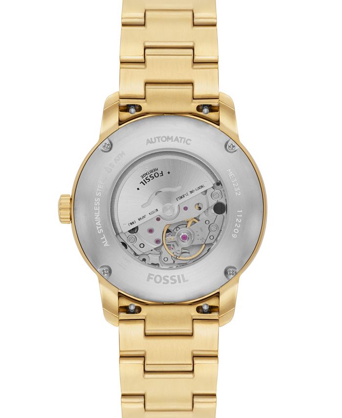 Fossil Men's Heritage Automatic Gold-Tone Stainless Steel Bracelet ...